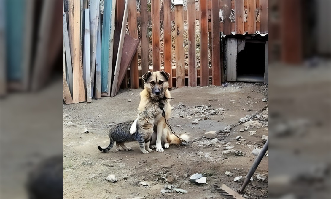Cat Takes Food to Abandoned Dog - Hasan Jasim