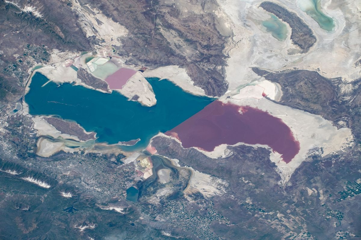 The Great Salt Lake in Utah Is Divided Into a Blue and a Red Body of ...