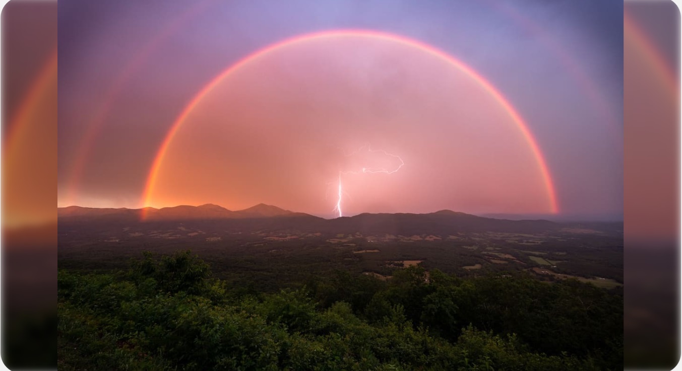 Photographer Captures Breathtaking Double Rainbow Framing a Lightning ...