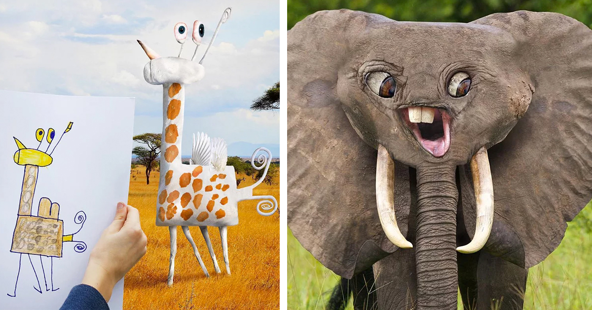 Dad Recreates His Child’s Drawings As They Were Real Life Creatures ...
