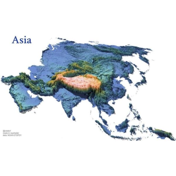 Elevation maps reveal the height and depth of the world’s continents in ...