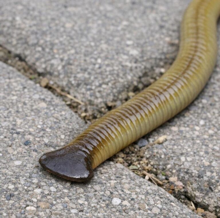 Spotted this long worm with a flat, shovel-shaped head slithering on ...