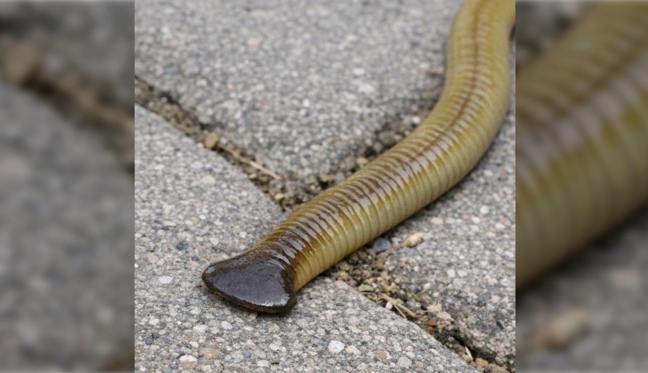Spotted this long worm with a flat, shovel-shaped head slithering on ...